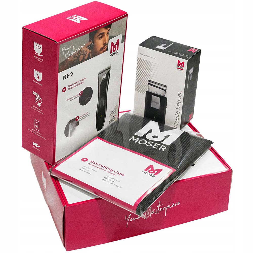 Moser zestaw prezentowy, Moser Neo + Mobile Shaver + peleryna gratis ...